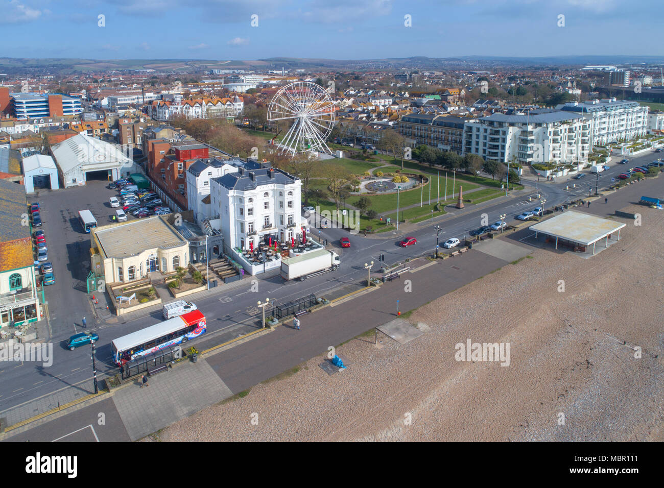 aerial views of worthing taken by drone on the sussex coast Stock Photo ...