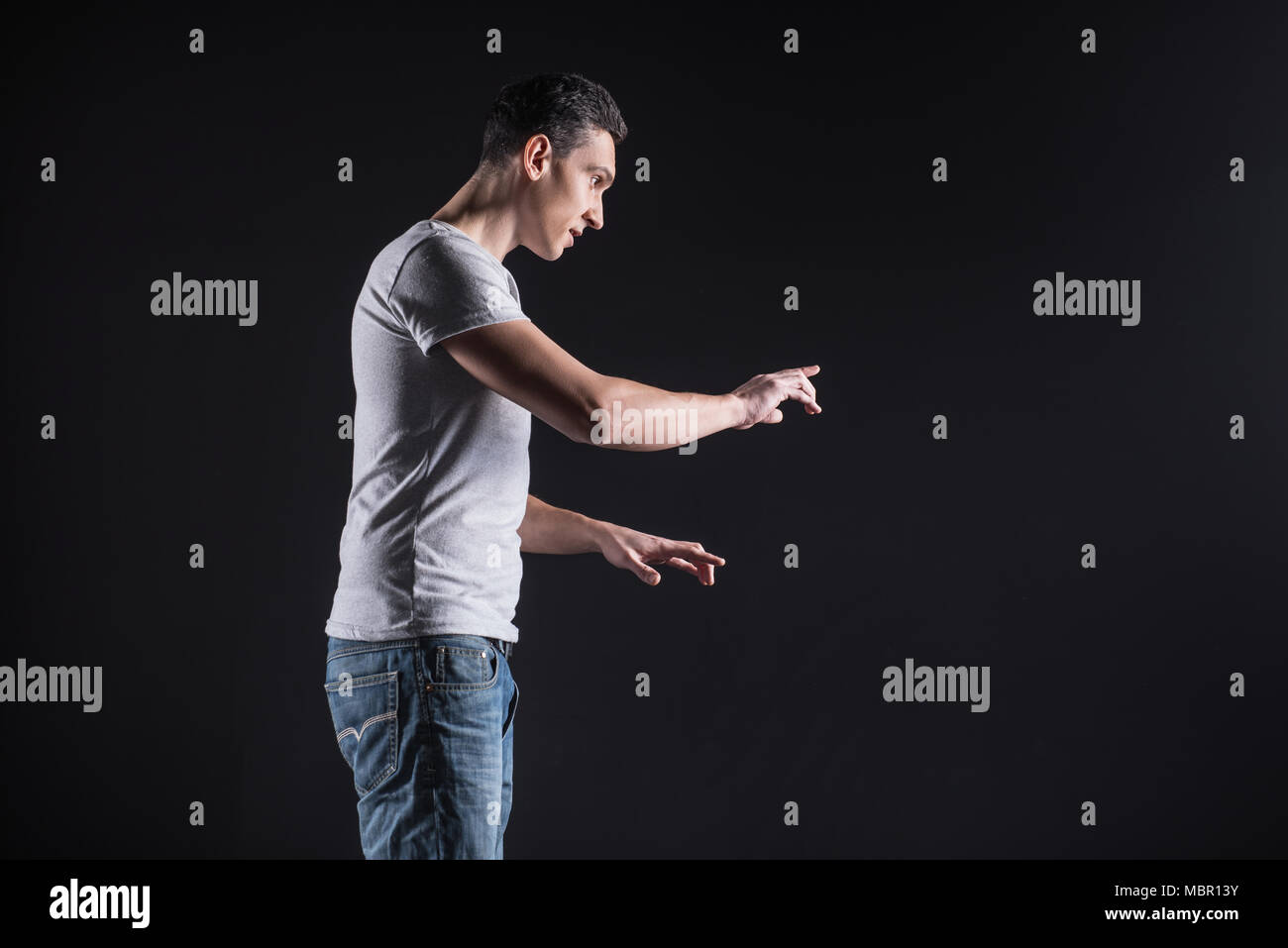 Nice smart man using the computer Stock Photo - Alamy