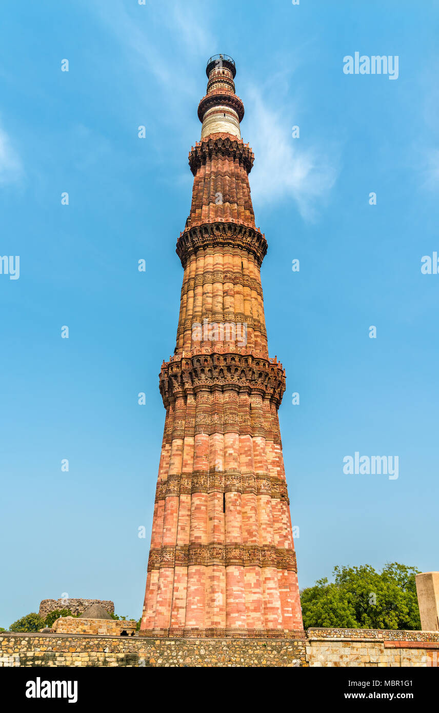 The Qutub Minar, a UNESCO world heritage site in Delhi, India Stock ...