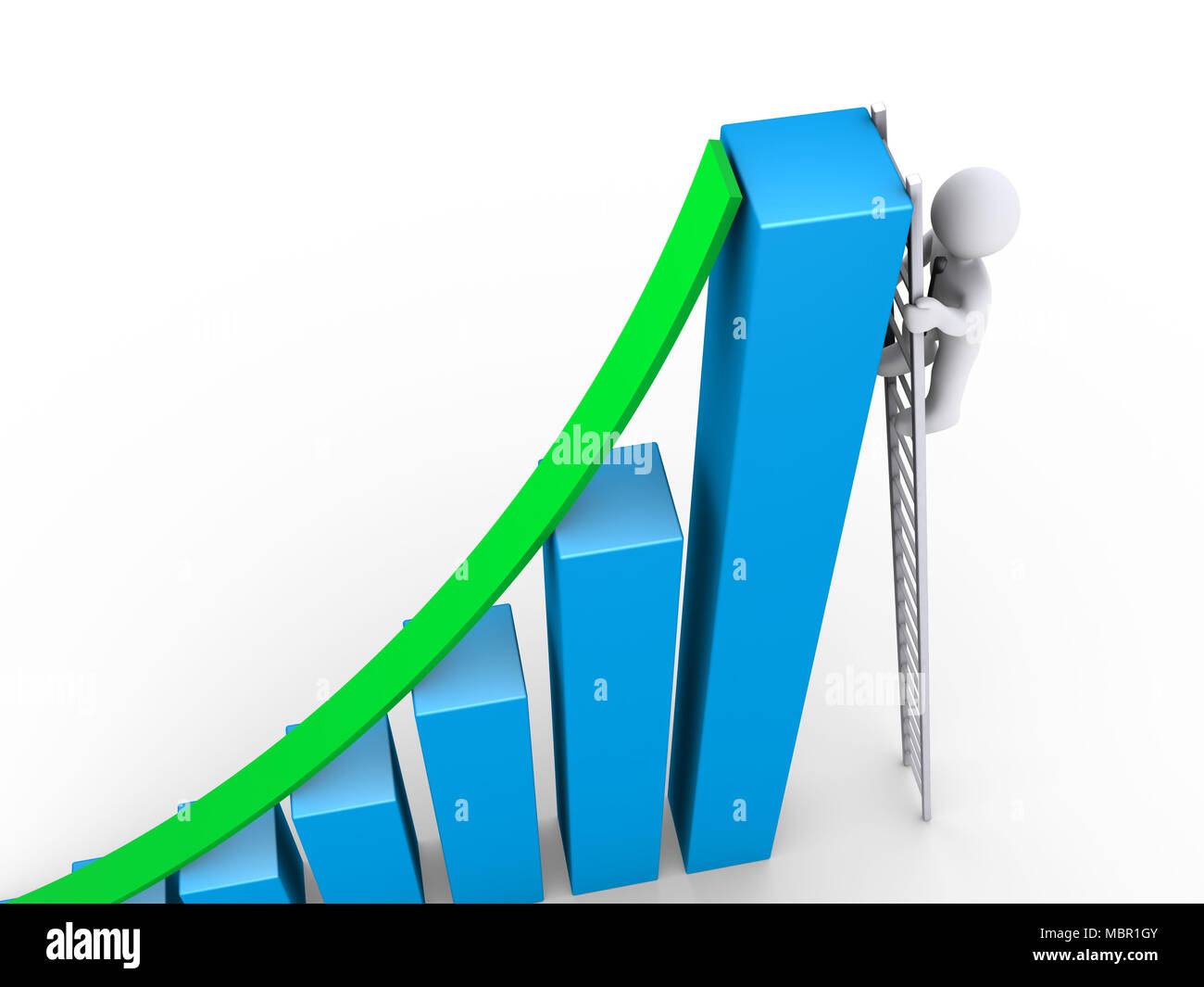 3d businessman is climbing on ladder to the top of graph Stock Photo ...
