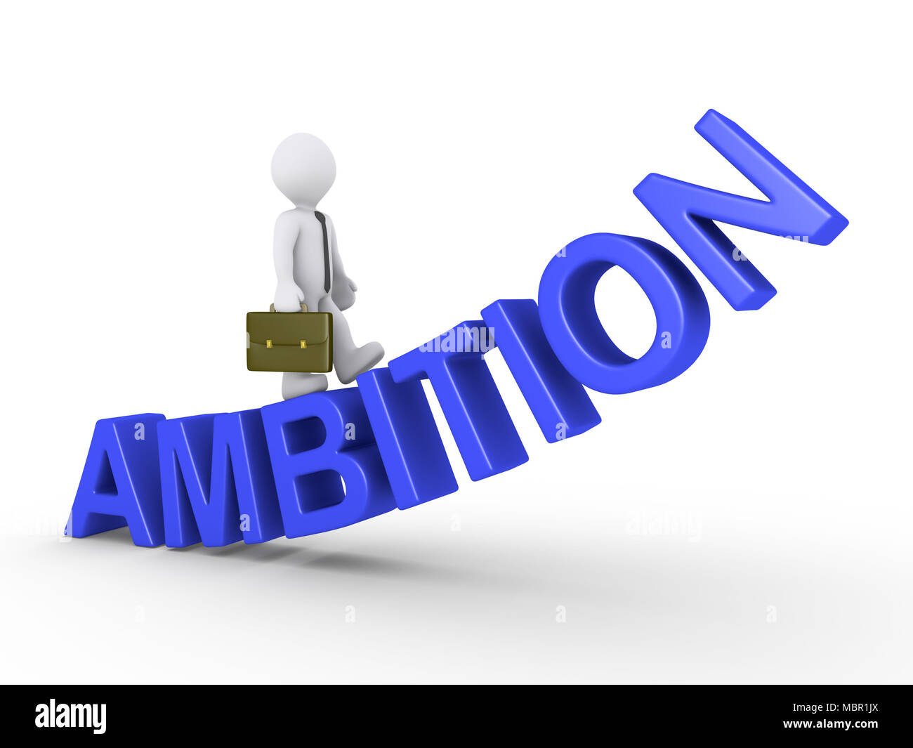 3d businessman walking on rising ambition word Stock Photo - Alamy