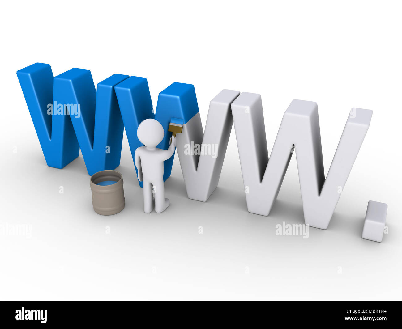 3d person is painting WWW letters Stock Photo - Alamy
