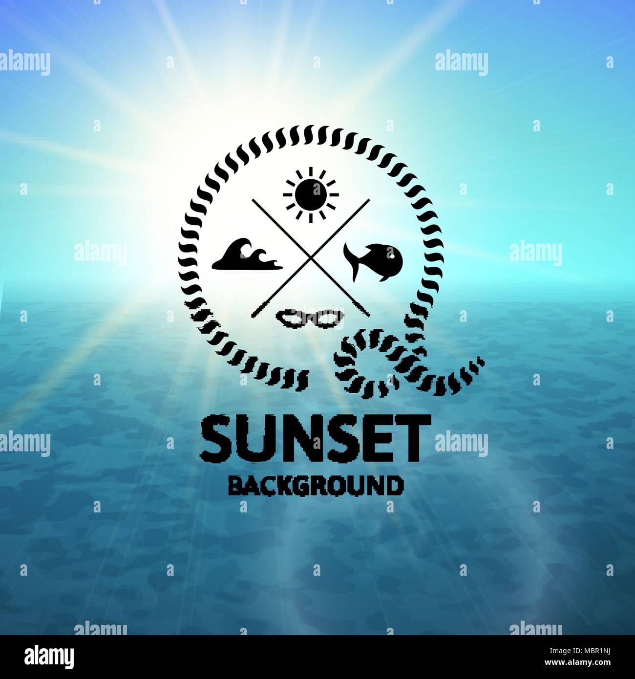 Turquoise sunset with blue water sea surface Stock Vector Image & Art ...