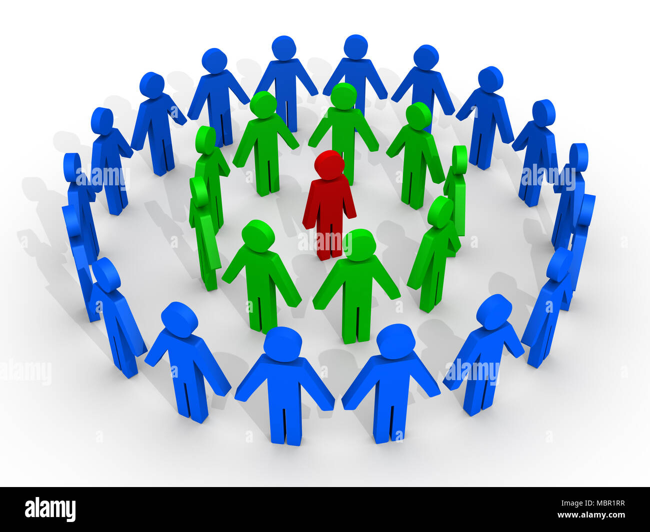 Two circles of human figures and one single human figure in the middle ...