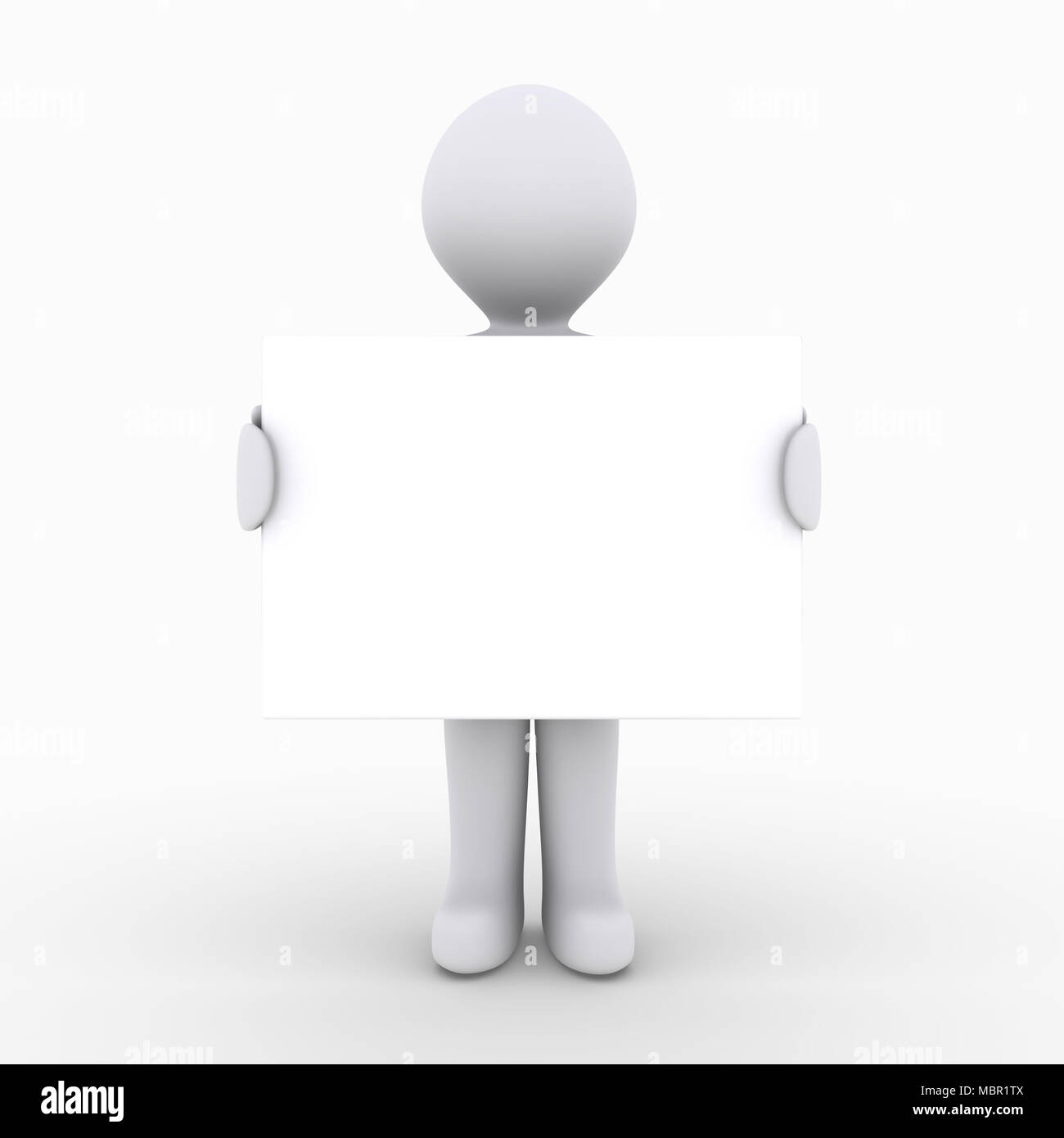 3d person is holding a blank sign Stock Photo - Alamy