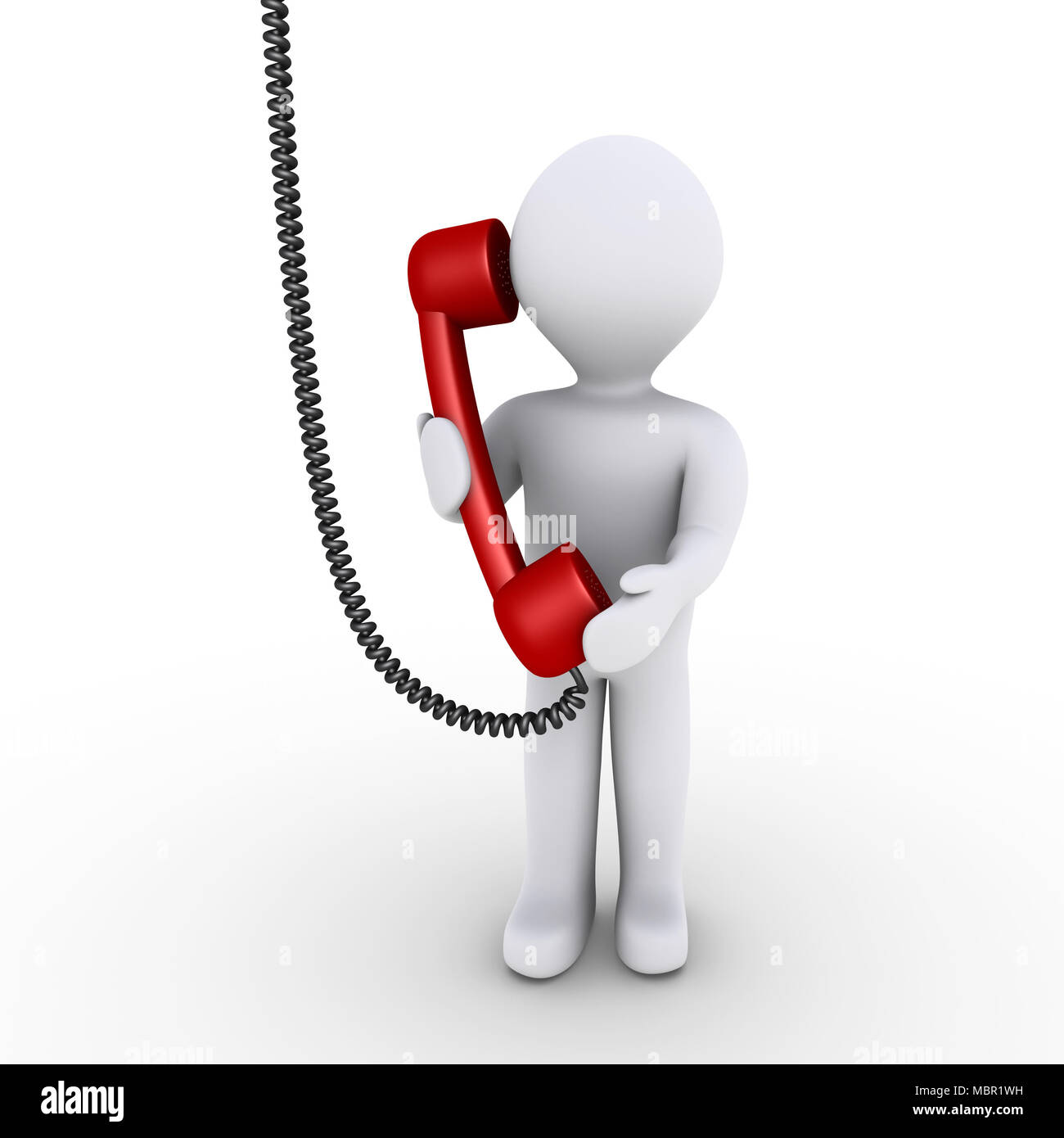 3d person is talking on the telephone that is hanging from above Stock ...