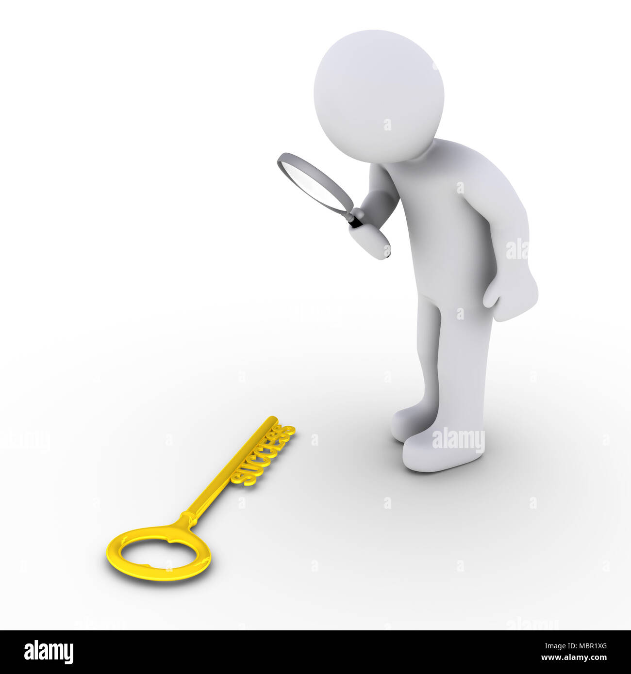 3d person with magnifier finds a golden success-key Stock Photo - Alamy