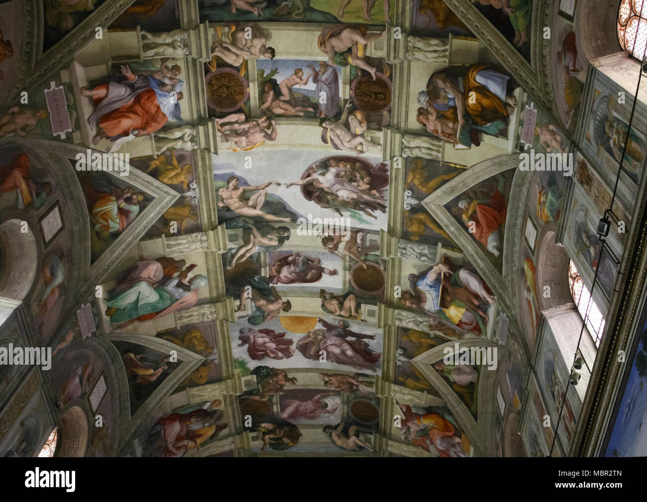 Rome, Italy - June 20, 2011: Ceiling of the Sistine chapel in the ...