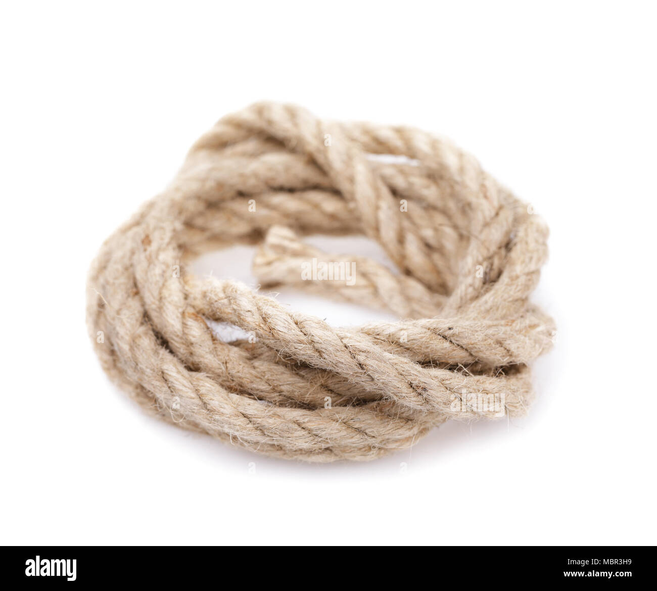 Linen rope isolated on white background Stock Photo - Alamy