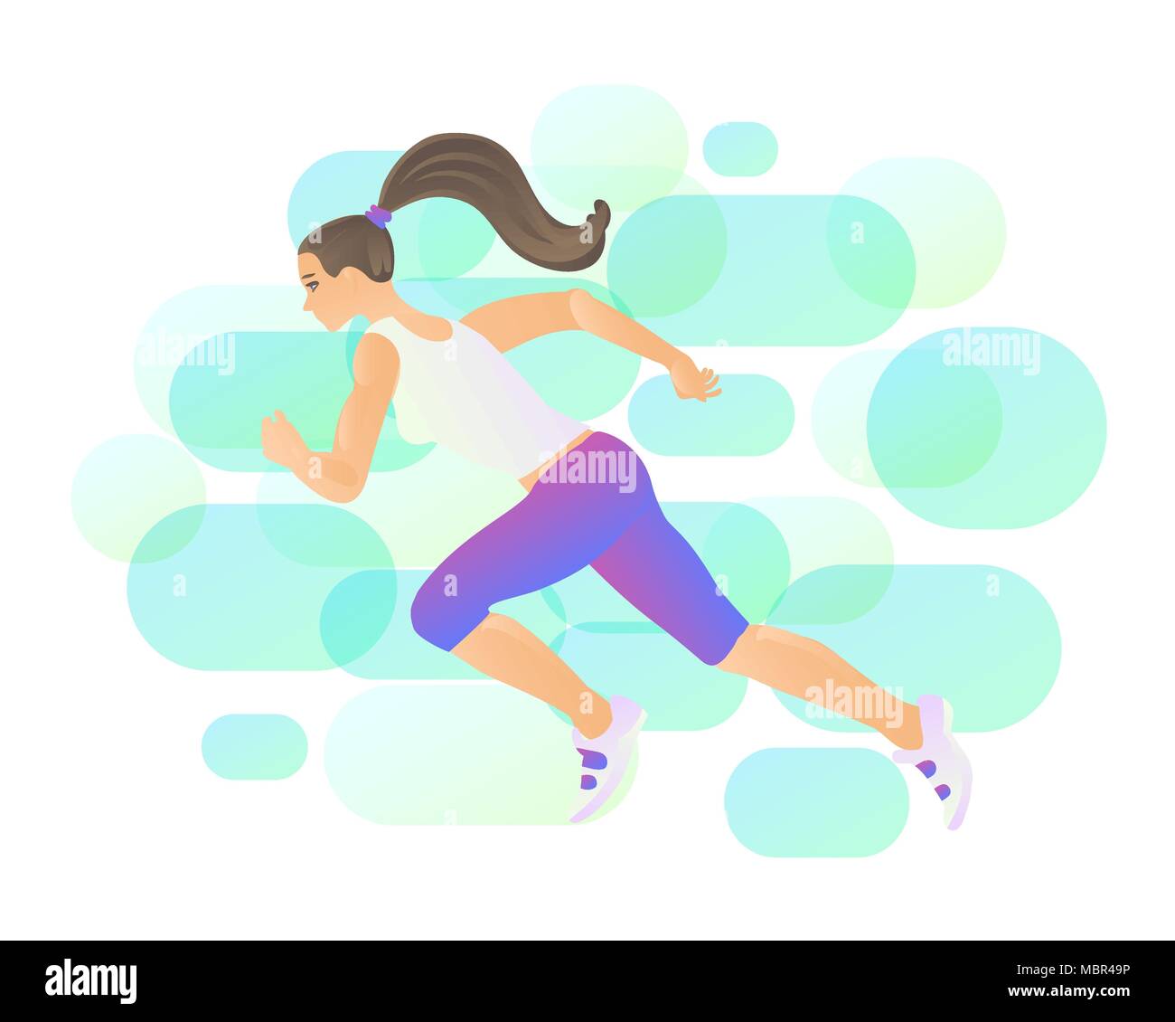 Running woman athlete in space, fantasy vector art. Strength, health ...