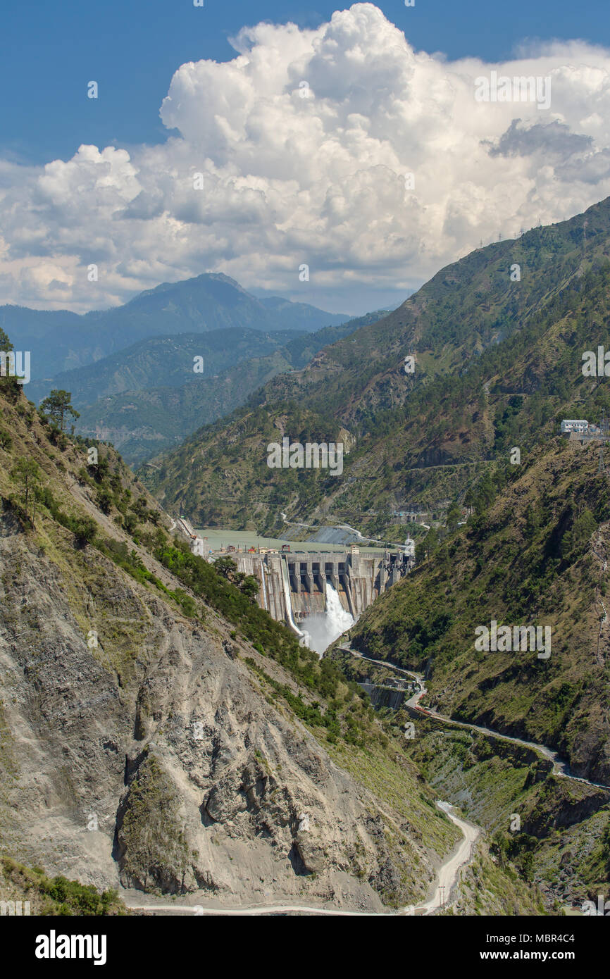 Big hydroelectric power station surrounded by Himalayas mountains in Jammu and Kashmir state ...