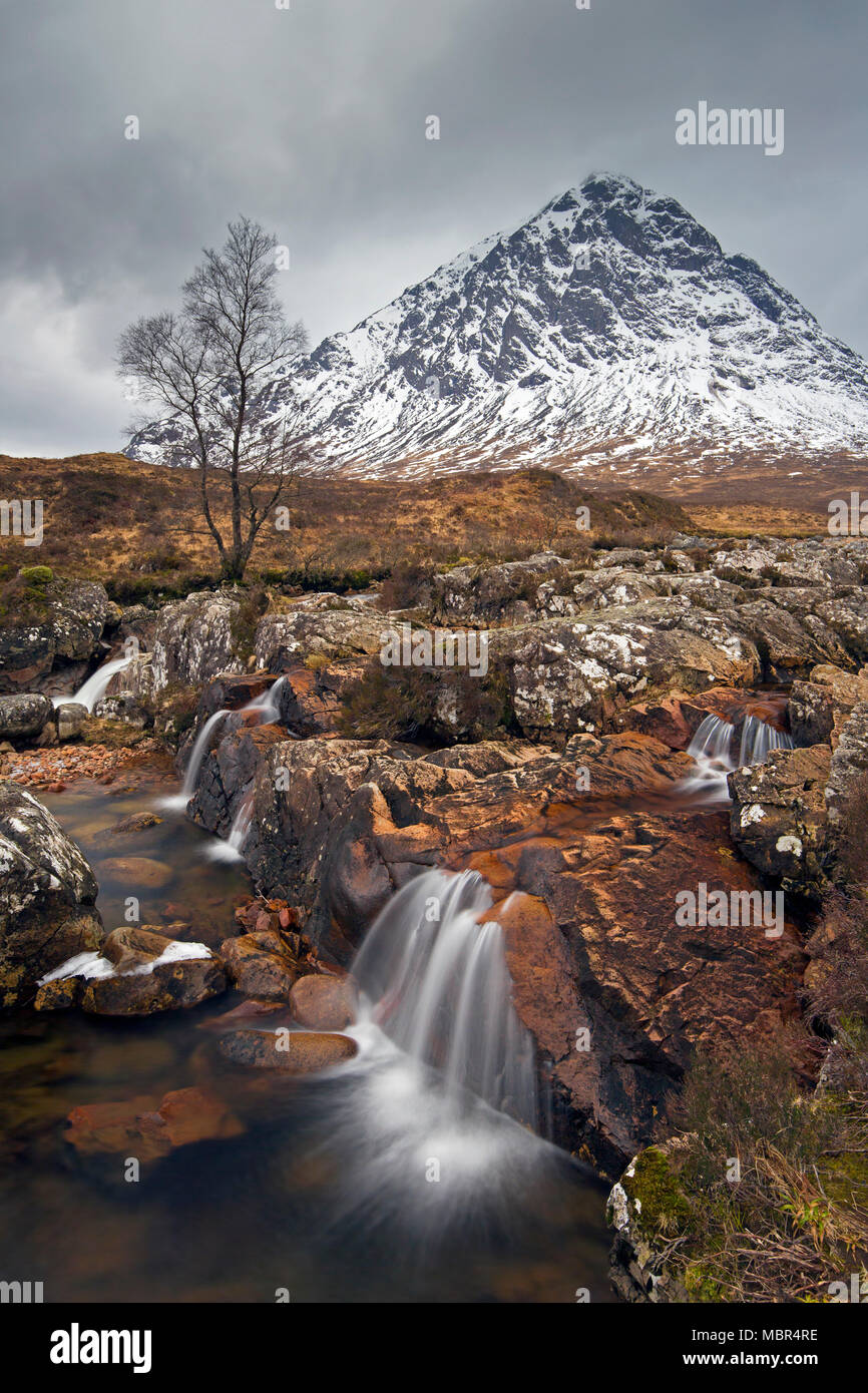 Glen etive with river etive and glen etive falls hi-res stock ...