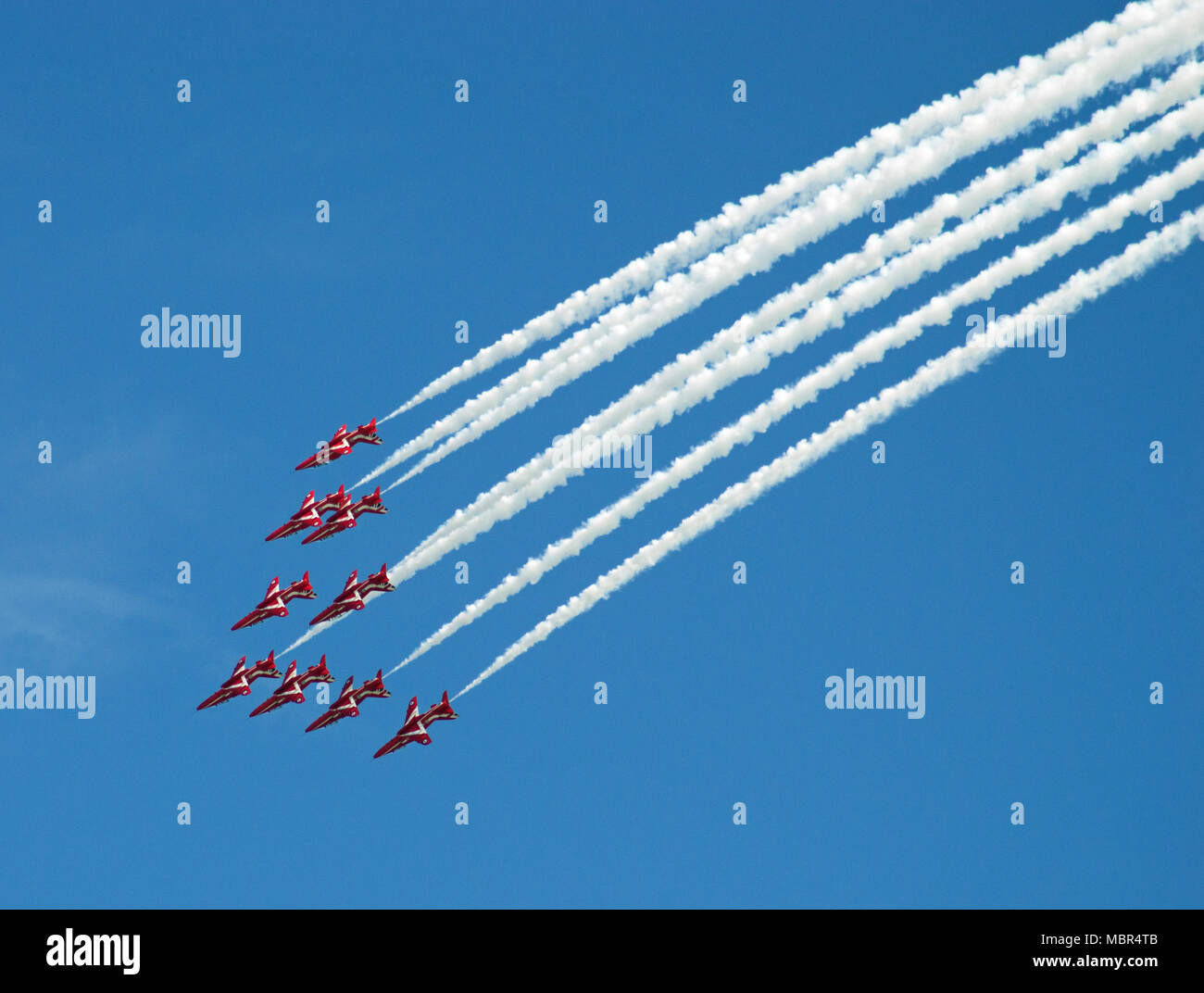 Red Arrows in formation at Welsh National Air Show, Swansea 2018 Stock ...