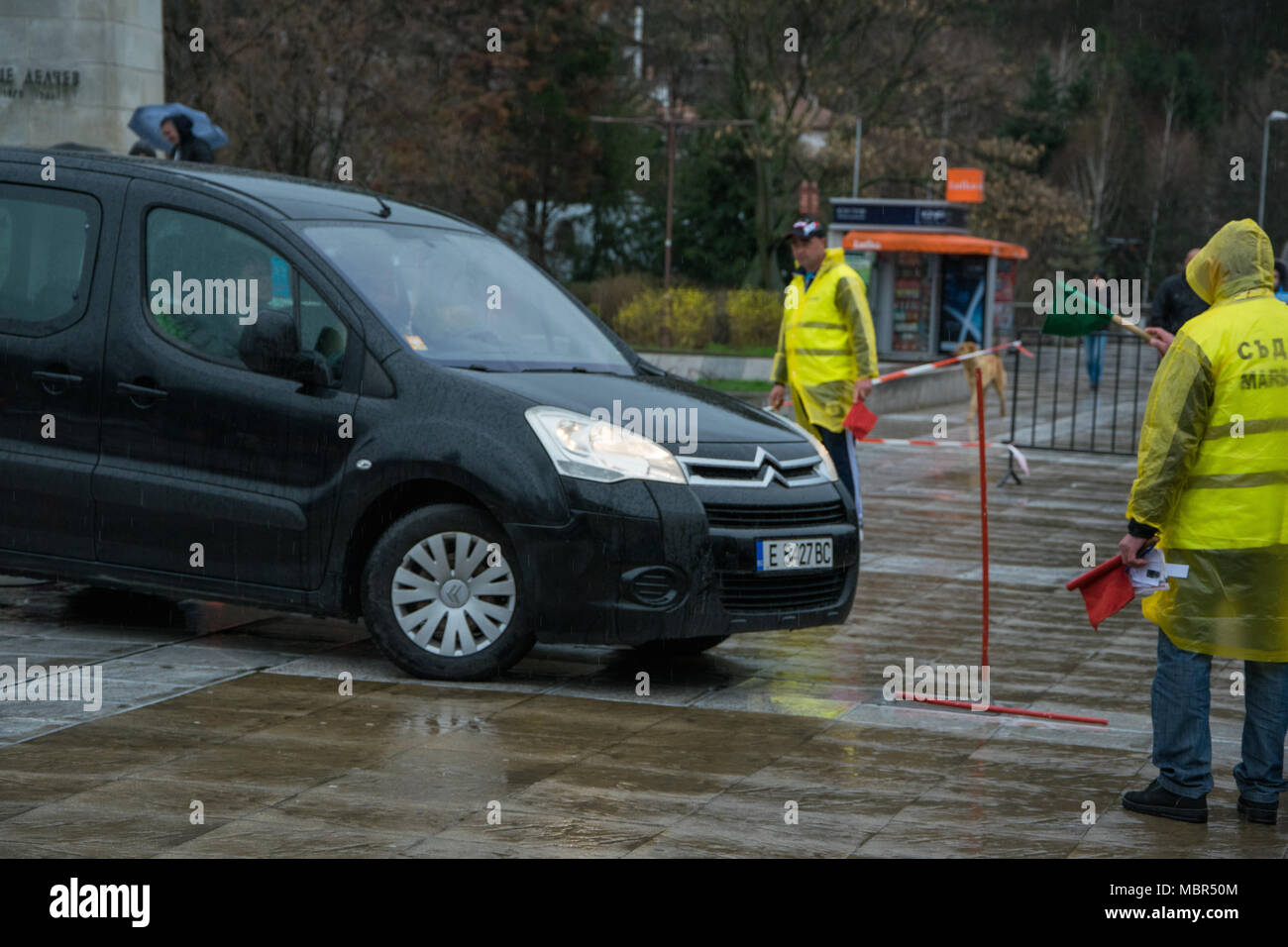 Marshal in the city sport competition, rally championship in the city ...