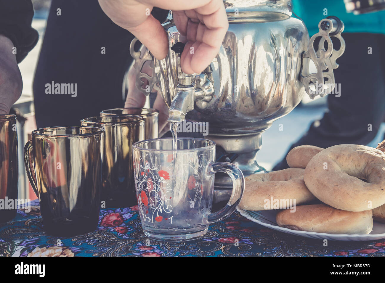 traditional Russian Tea from Samovar with drying Stock Photo - Alamy