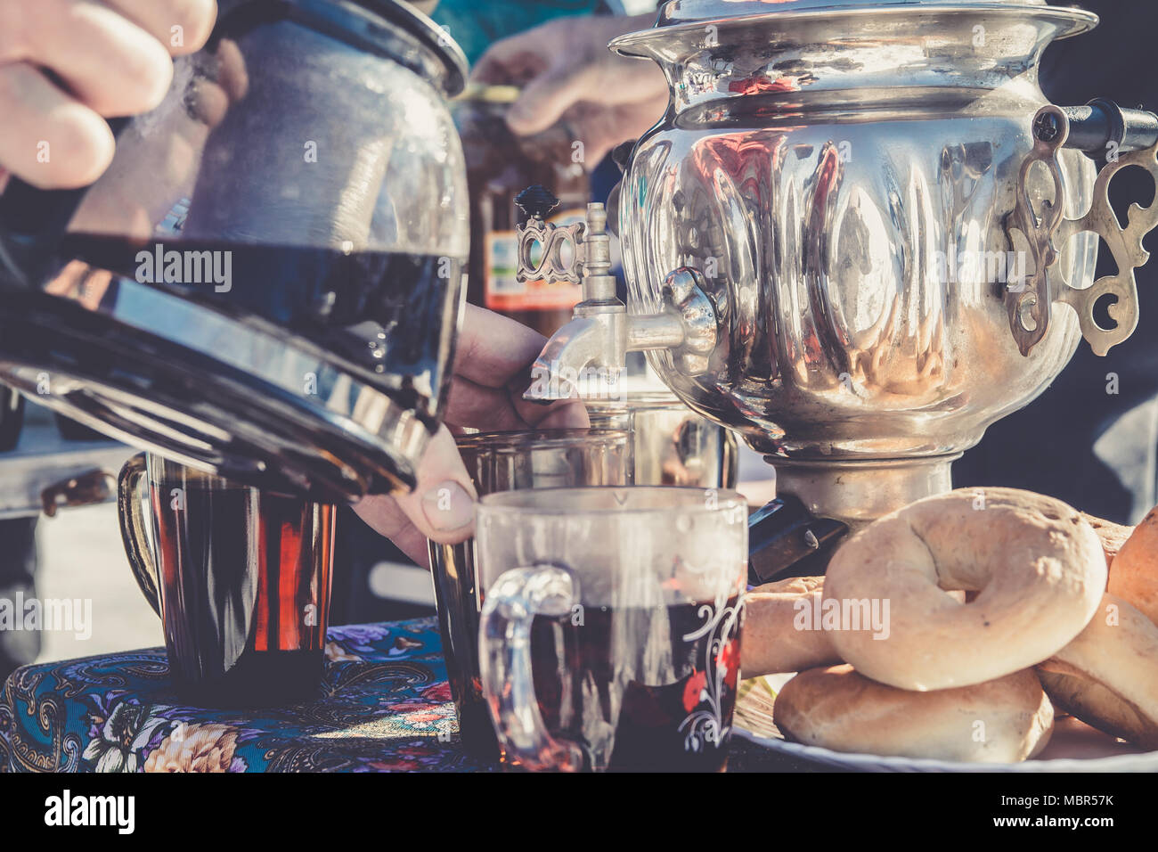 traditional Russian Tea from Samovar with drying Stock Photo - Alamy