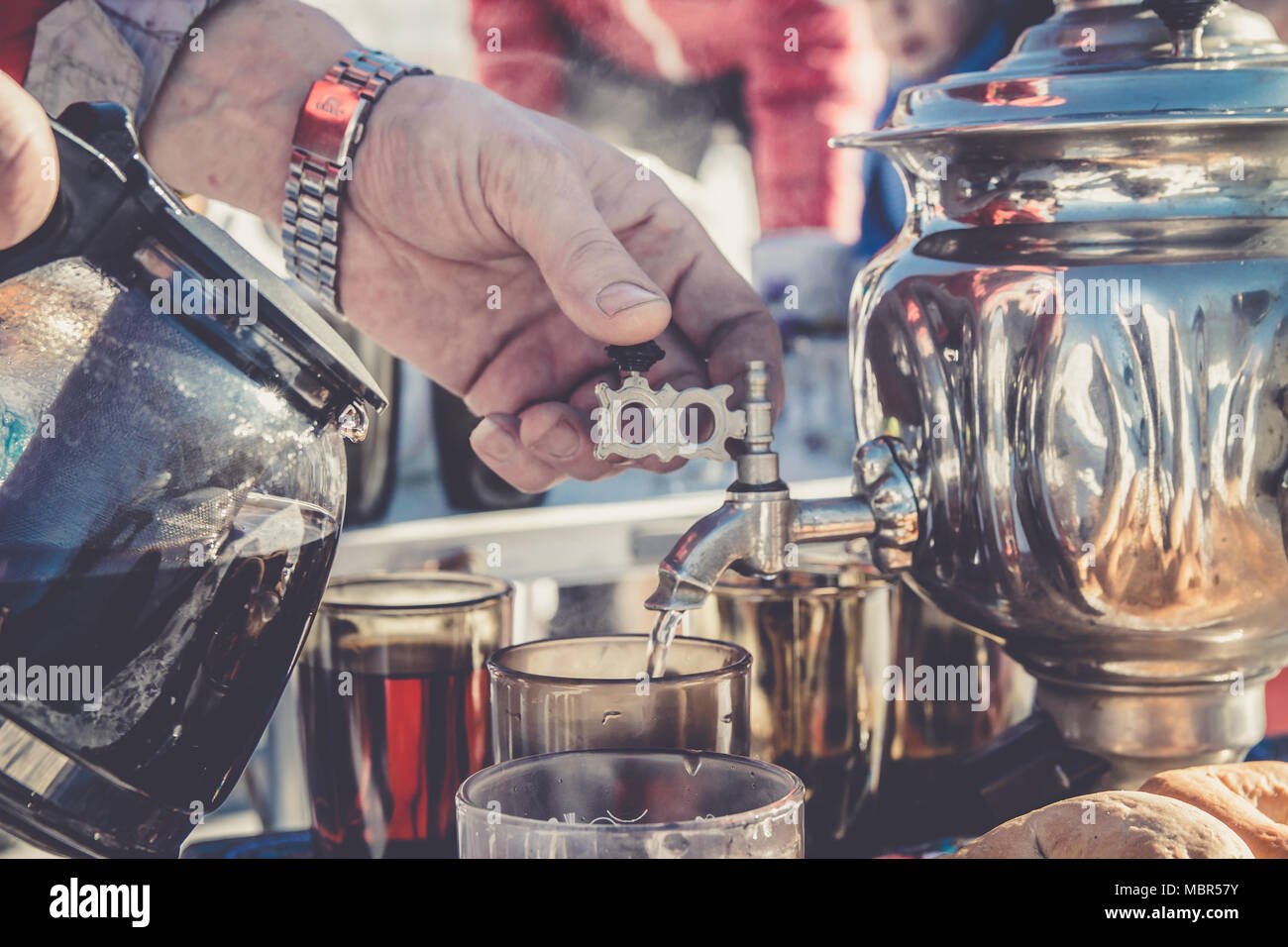 traditional Russian Tea from Samovar with drying Stock Photo - Alamy