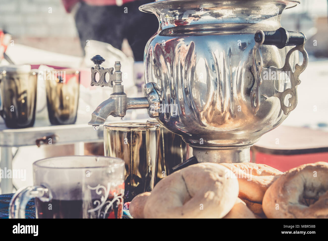 traditional Russian Tea from Samovar with drying Stock Photo - Alamy