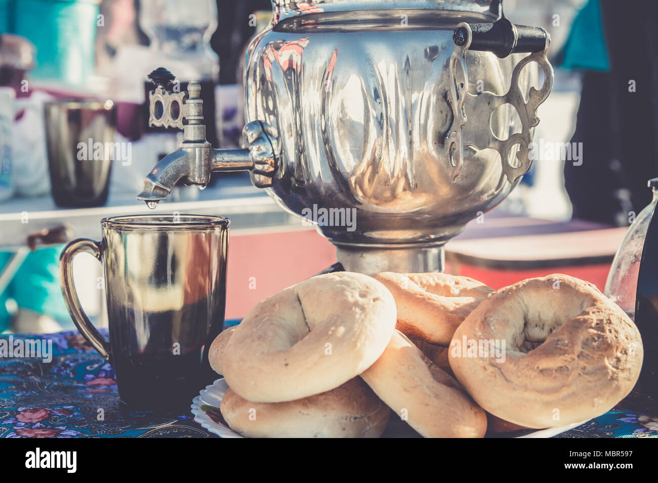 traditional Russian Tea from Samovar with drying Stock Photo - Alamy