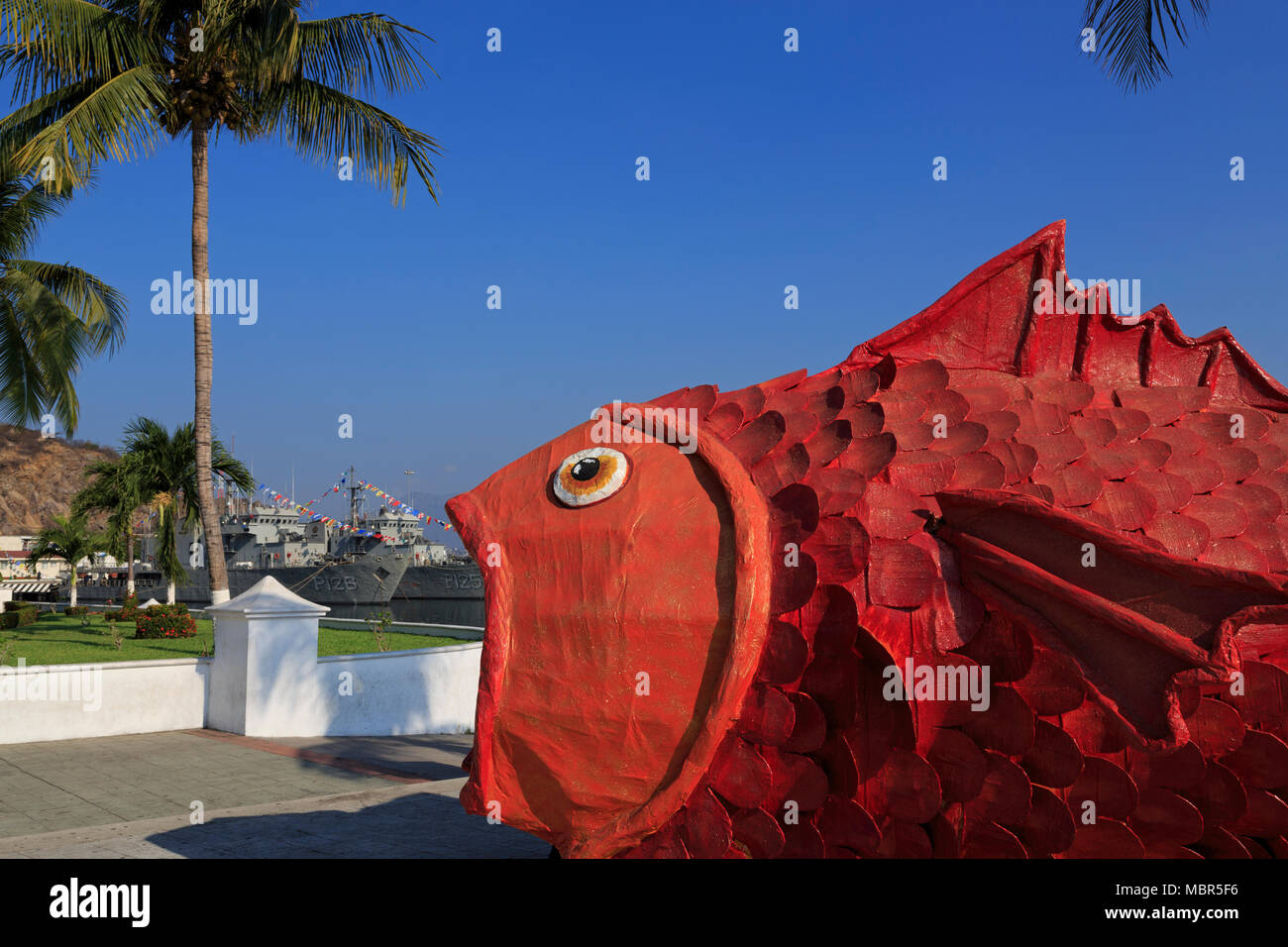 Fish sculpture on the Malecon, Manzanillo City, Colima State, Mexico ...