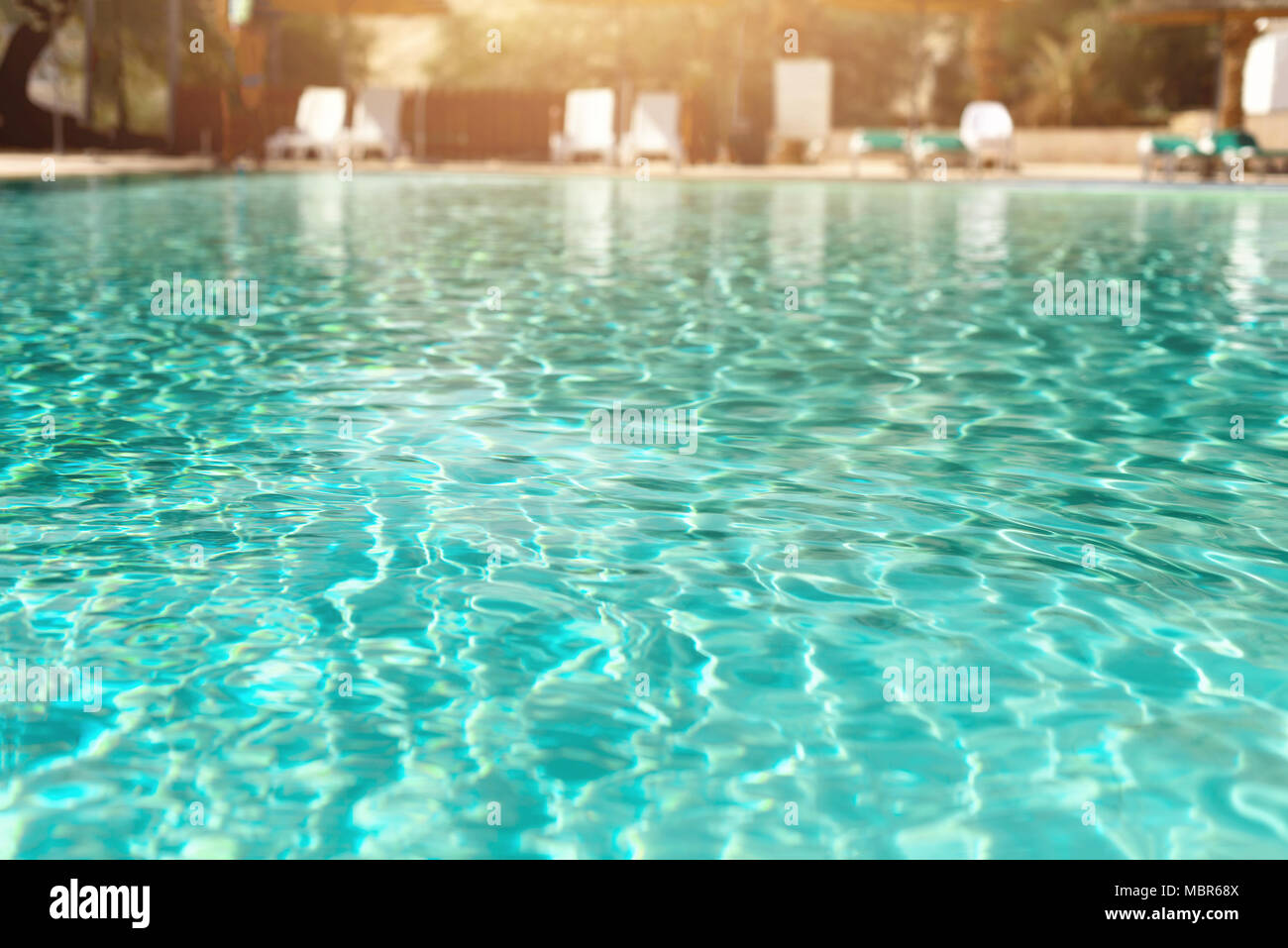 Summer, travel, vacation and holiday concept. Lounge chairs near ...