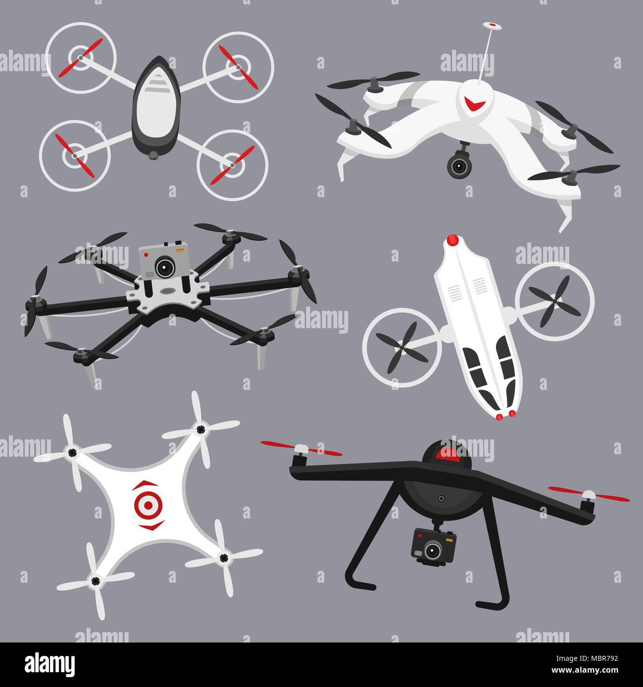 Set of modern air drones and remote control. Science and Modern ...