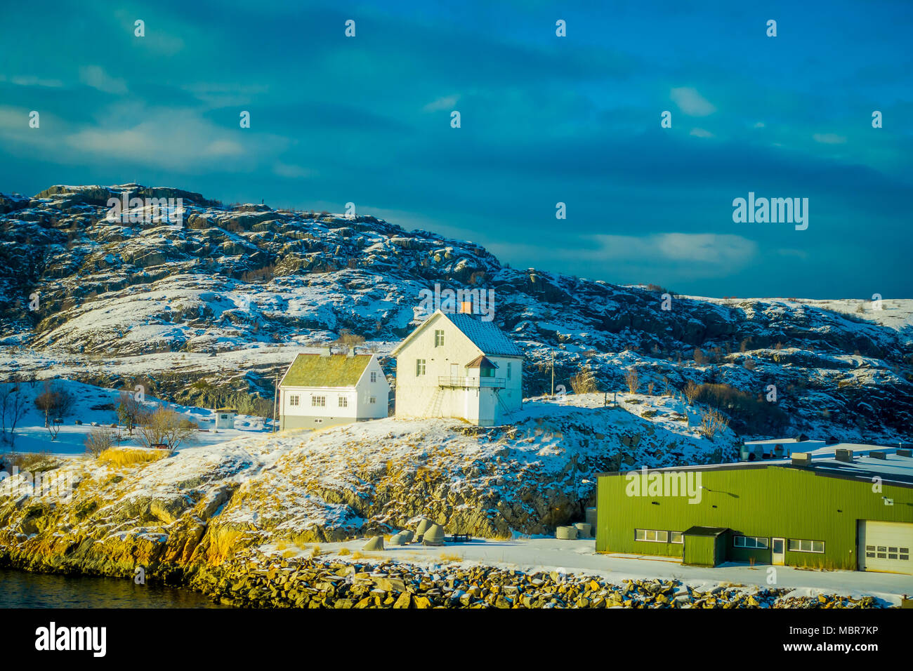 Outdoor view of building house on the mountain side in Bodo, North of ...