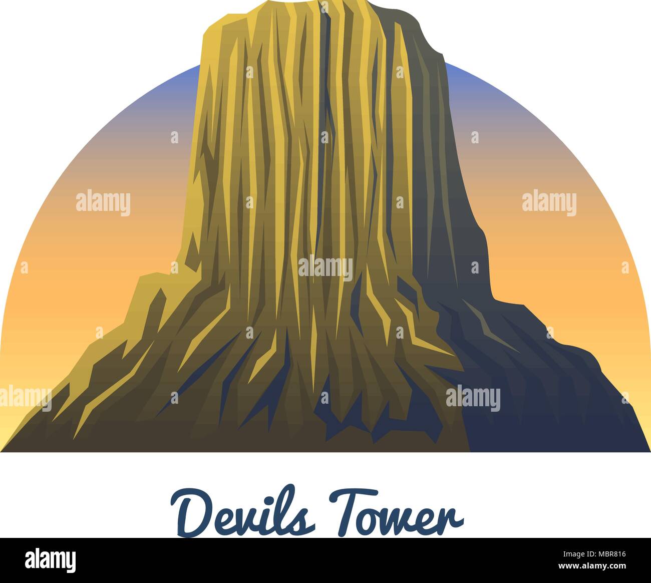 Devils tower rock formation Stock Vector Images - Alamy