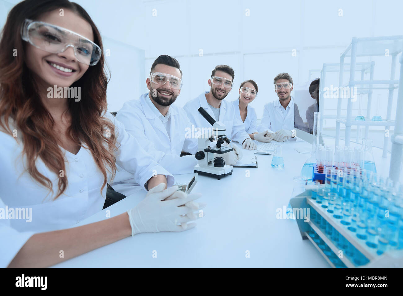 Group of young clinicians experimentation in research laboratory Stock ...