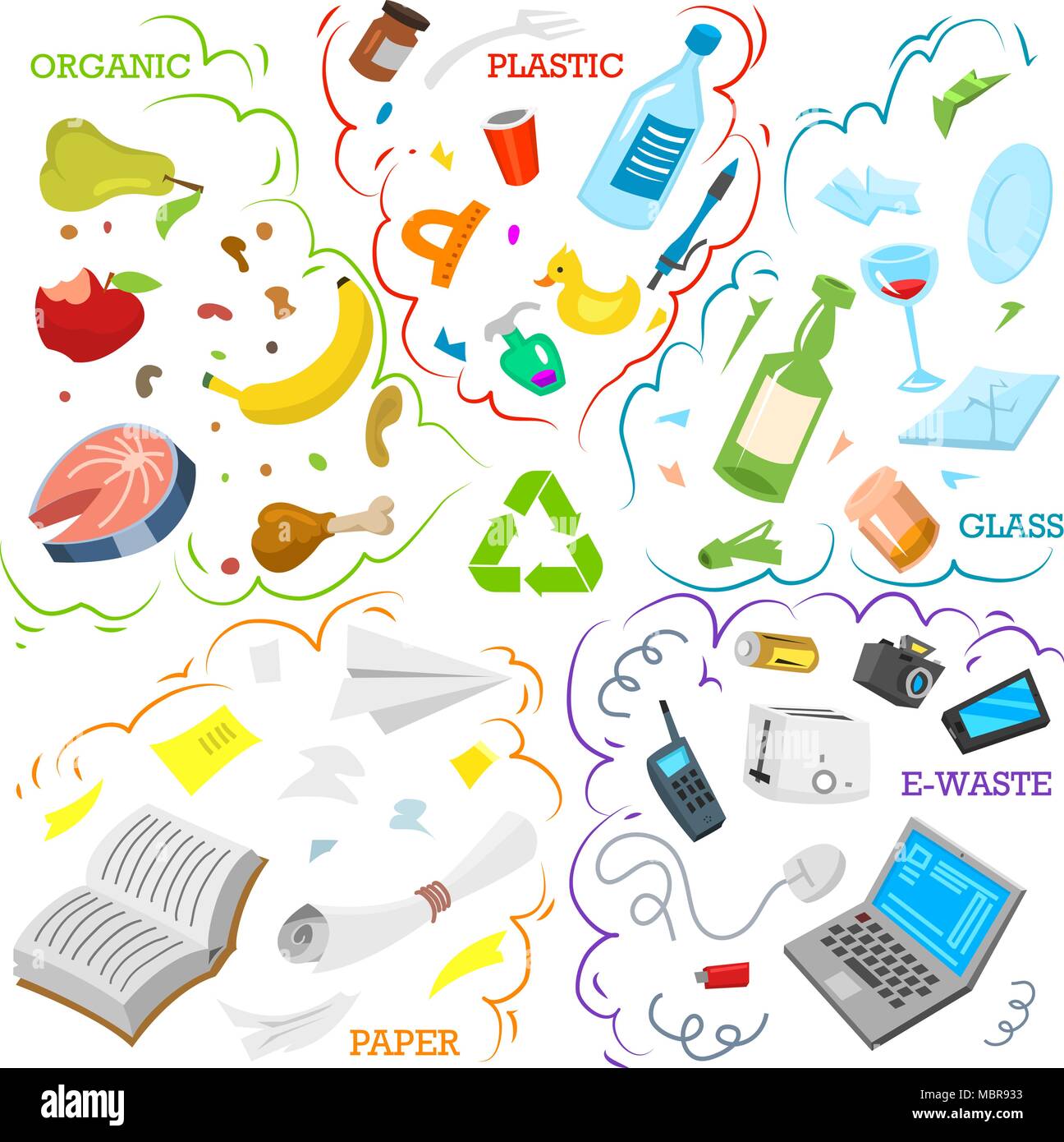 Recycling garbage elements. Sorting and Utilize food waste, metal ...