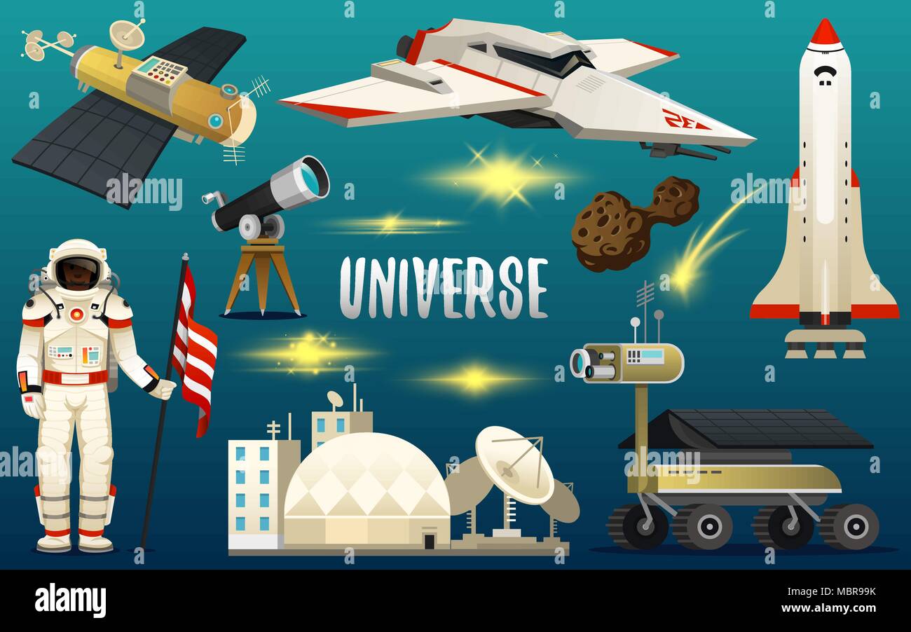 astronaut spaceman. planets in solar system. astronomical galaxy. cosmonaut explore adventure ...