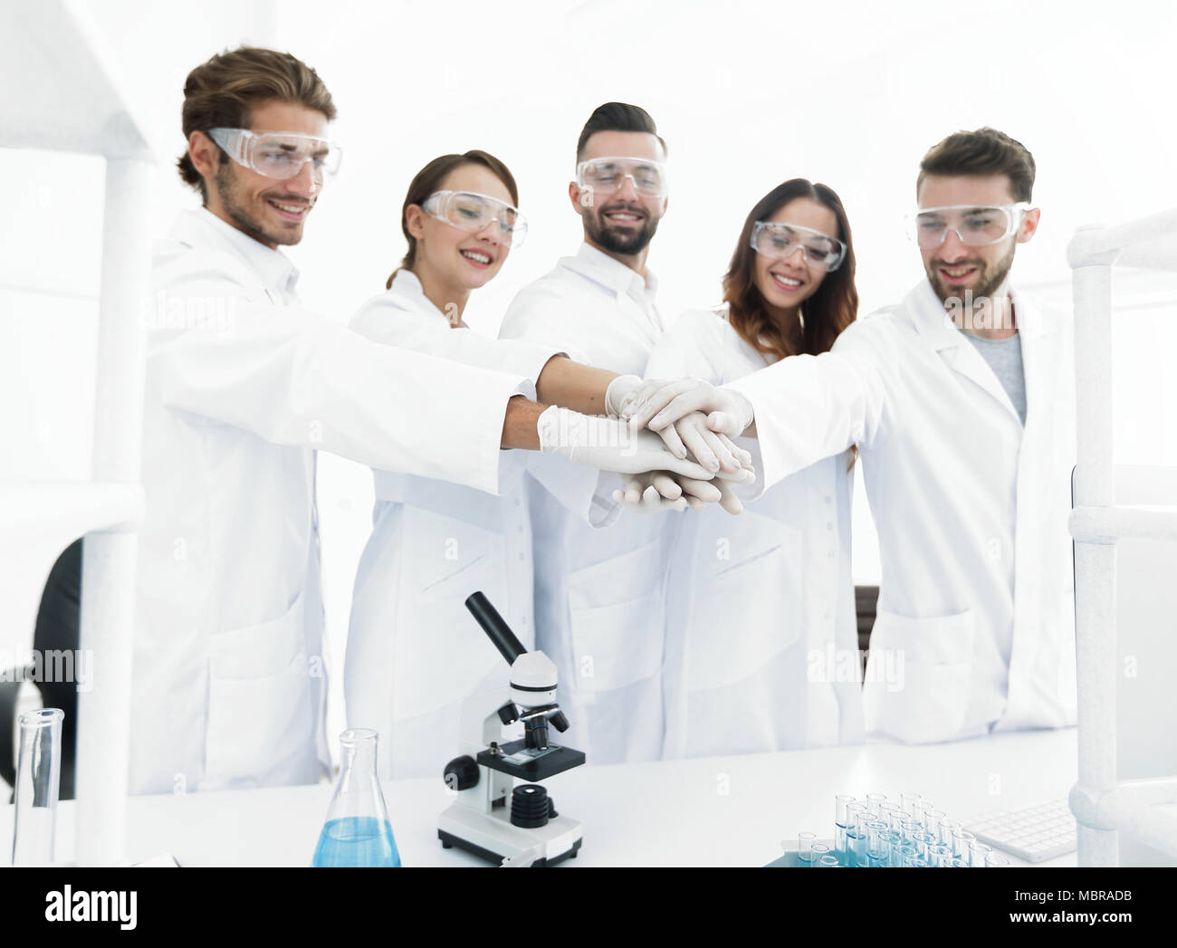 creative team of young scientists Stock Photo - Alamy