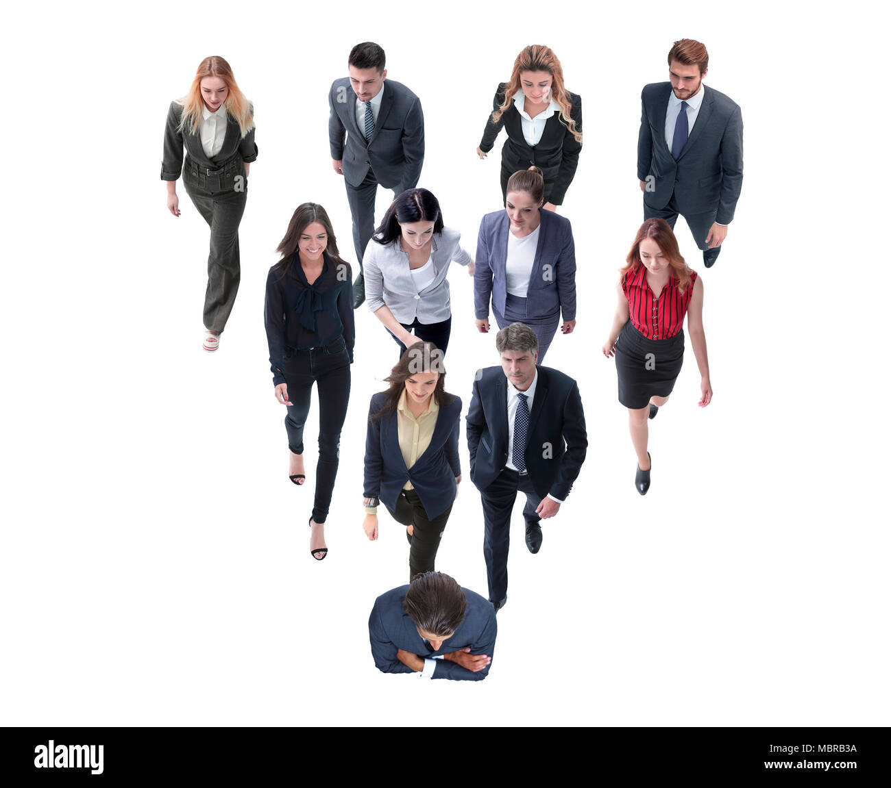 going business people behind the leader. isolated on white Stock Photo ...
