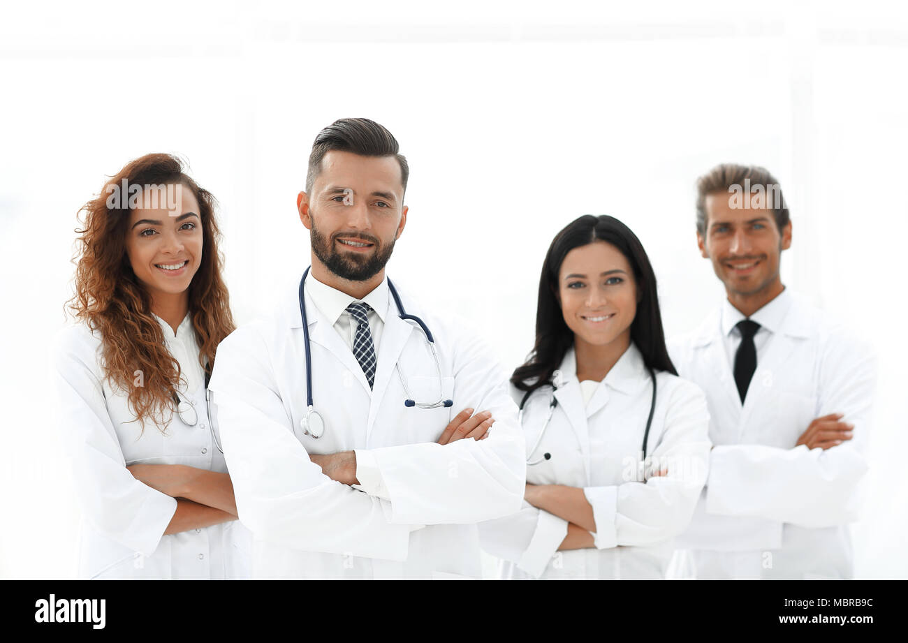 Medical doctors group. Isolated on white background Stock Photo - Alamy