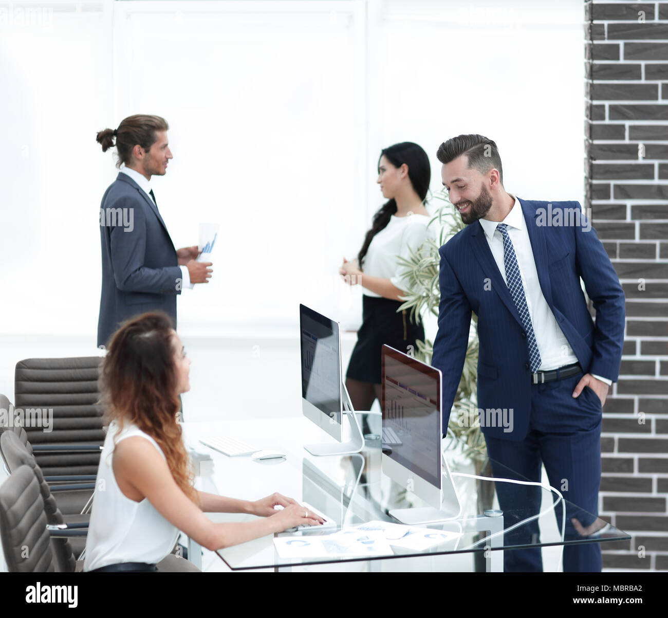 employees in the workplace in the office Stock Photo - Alamy