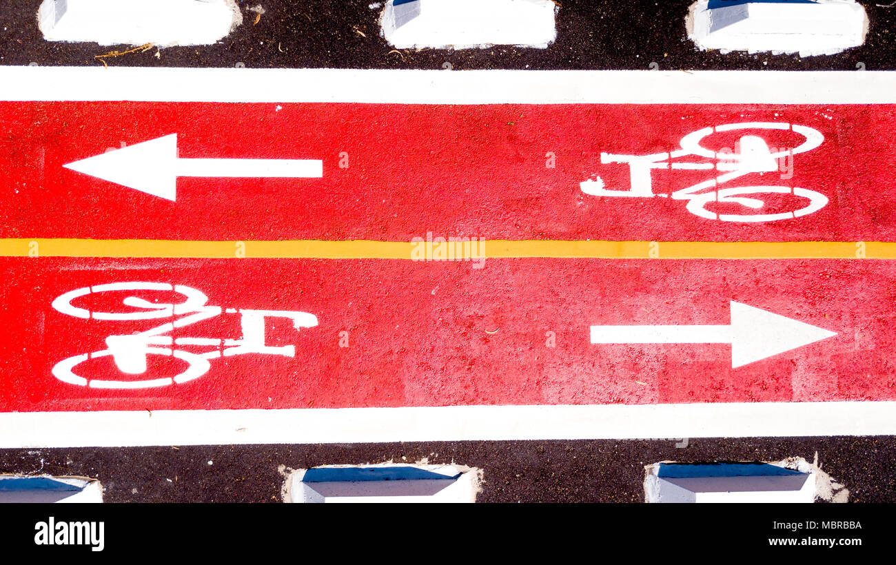 Bicycle path for cycling and cycling in a large city. Aerial view Stock ...