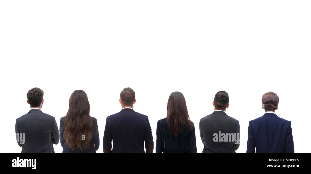 Back view group of business people. Rear view. Isolated over white ...