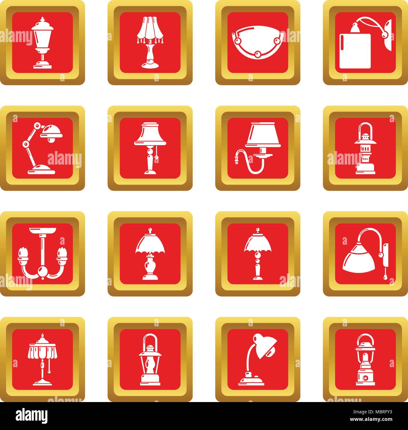 Lamp icons set red square vector Stock Vector Image & Art - Alamy