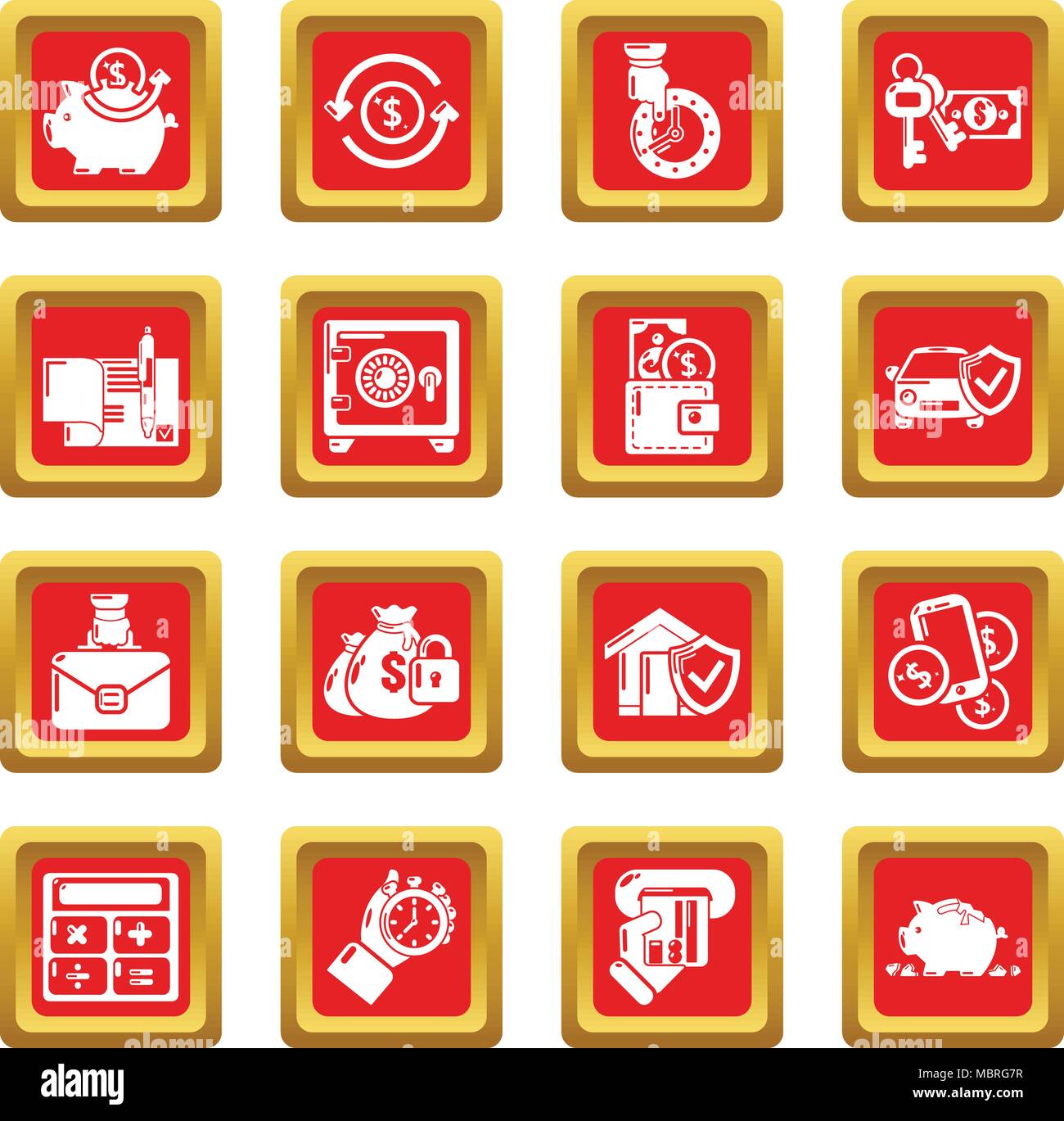 Credit icons set red square vector Stock Vector Image & Art - Alamy