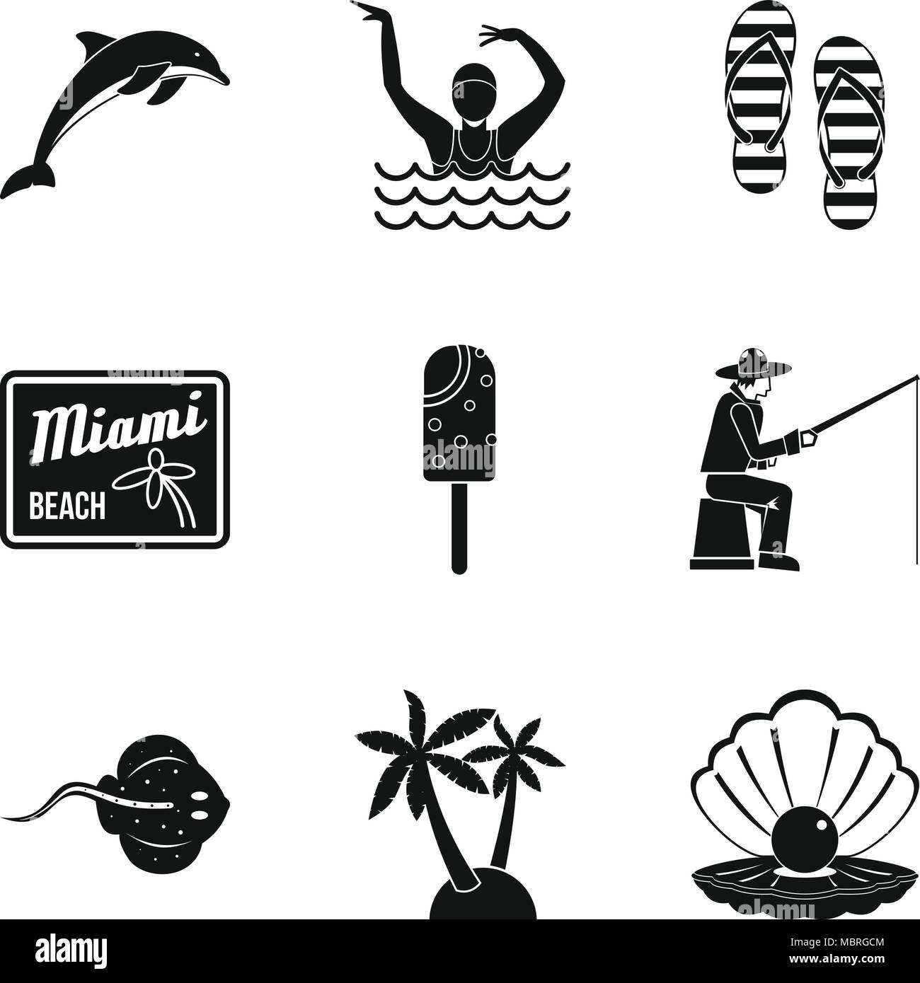 Riverbank icons set, simple style Stock Vector Image & Art - Alamy