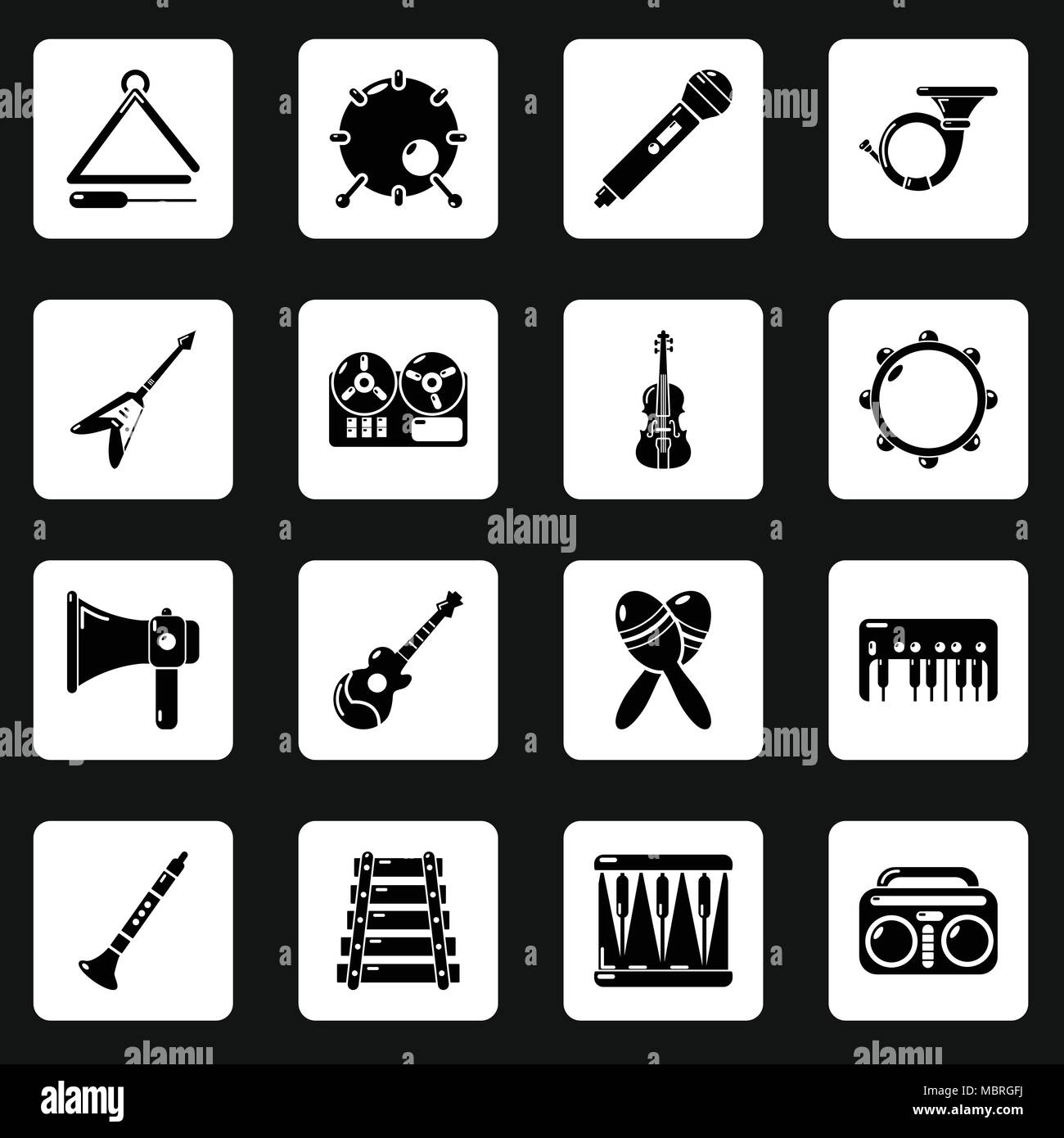 Musical instruments icons set, simple style Stock Vector Image & Art ...