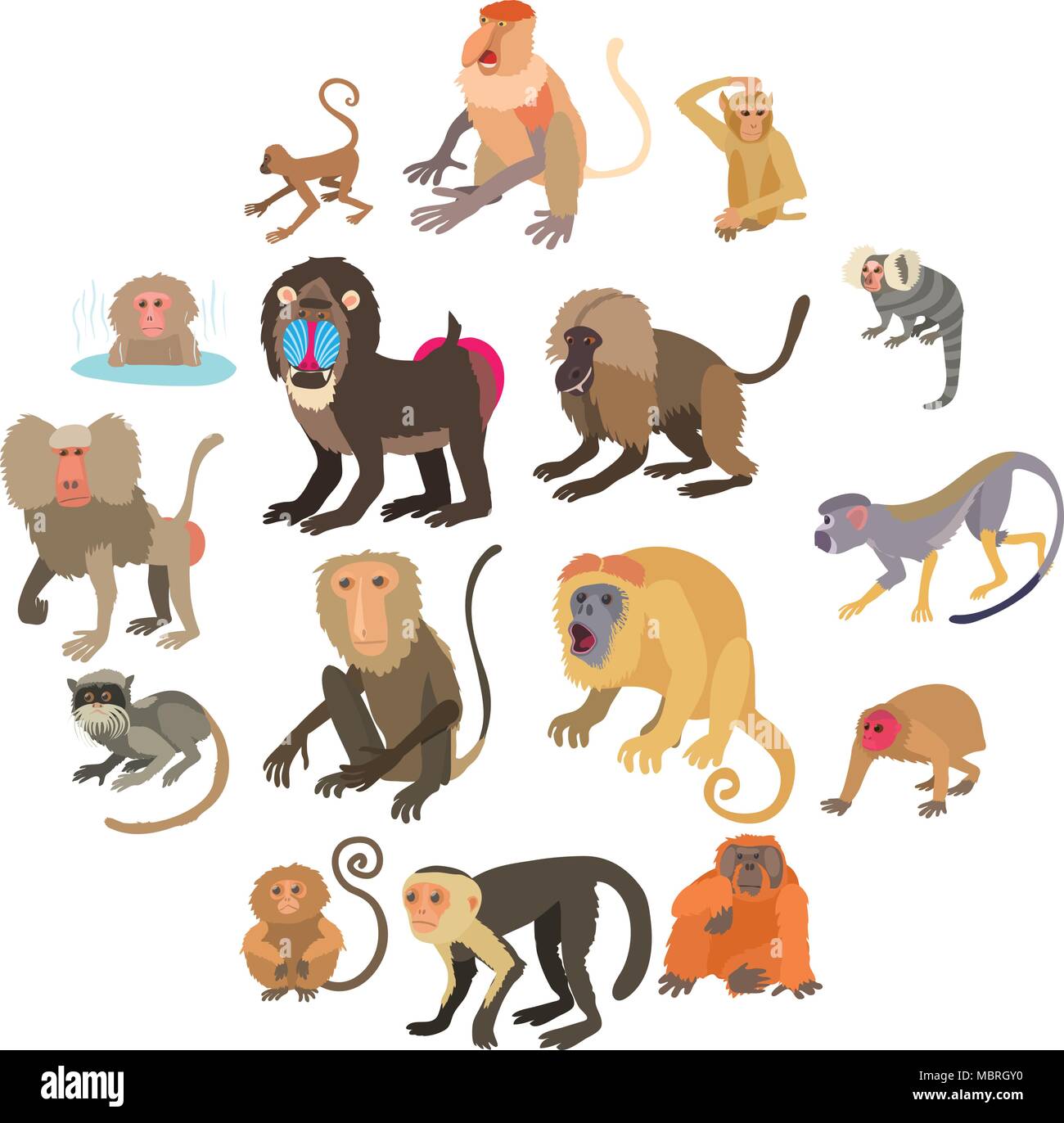 Monkeys types icons set, cartoon style Stock Vector Image & Art - Alamy