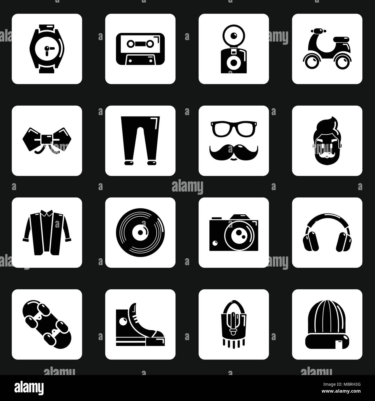 Hipster symbols icons set, simple style Stock Vector Image & Art - Alamy