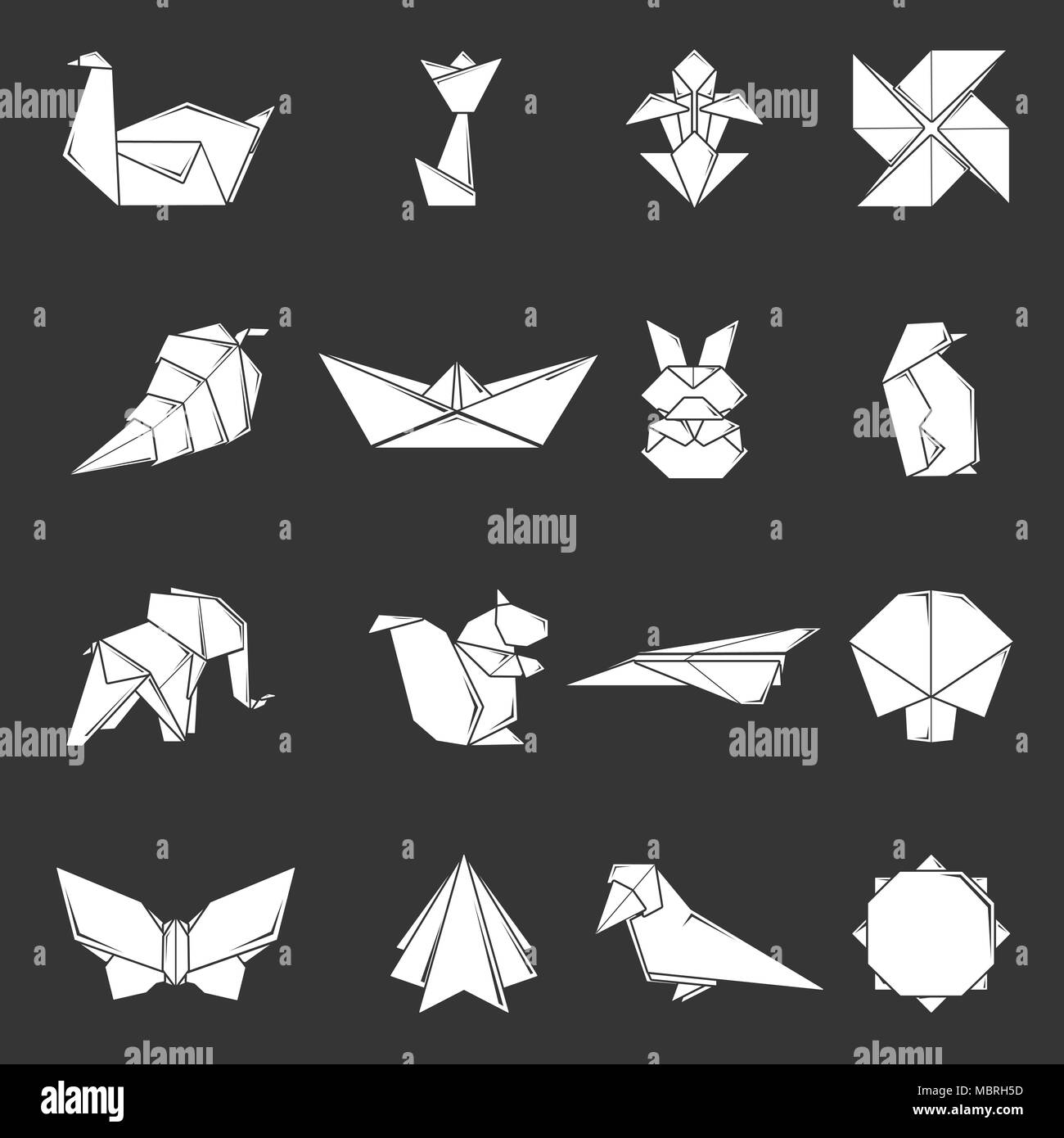 Origami icons set grey vector Stock Vector Image & Art - Alamy