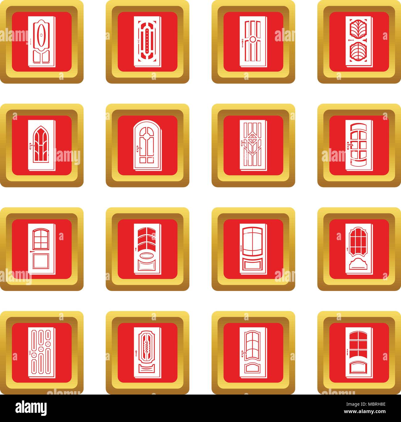 Door icons set red square vector Stock Vector Image & Art - Alamy