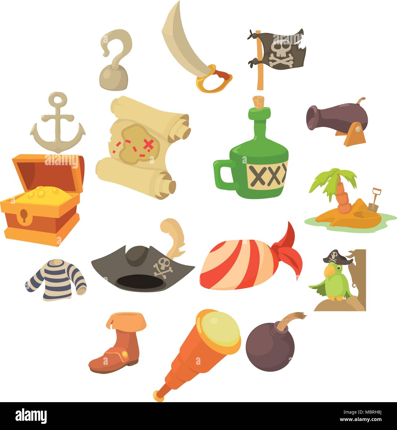 Pirate culture symbols icons set, cartoon style Stock Vector Image ...