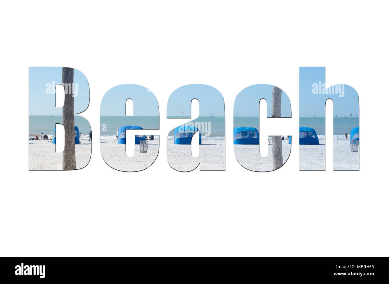 Beach word cut out showing a beach scene in Florida USA Stock Photo - Alamy