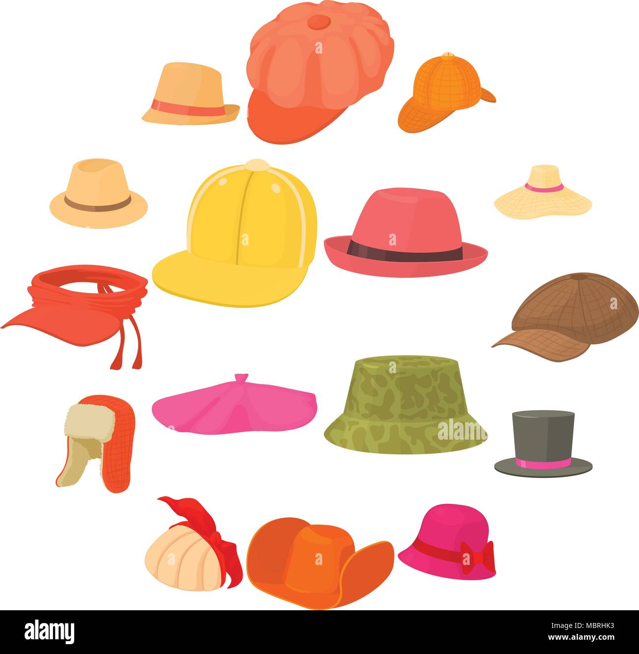 Hat types icons set headdress, cartoon style Stock Vector Image & Art ...
