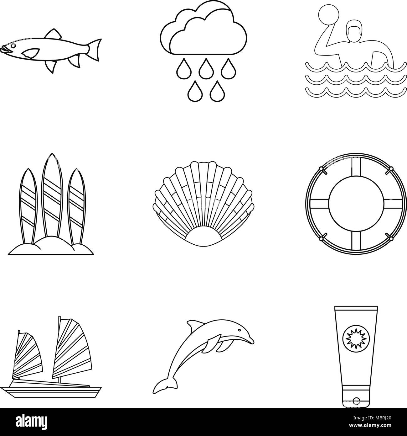 Tropical shore icons set, outline style Stock Vector Image & Art - Alamy