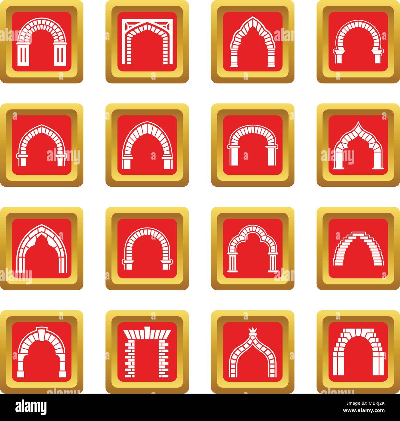 Arch types icons set red square vector Stock Vector Image & Art - Alamy